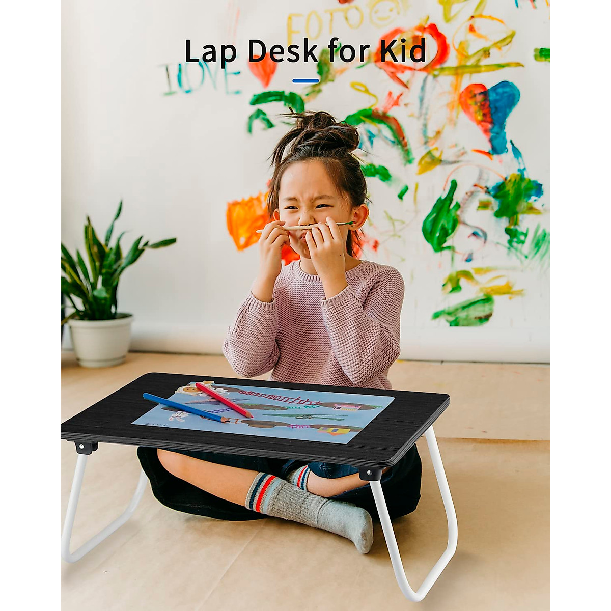 Ruxury Folding Lap Desk Laptop Stand Bed Desk Table Tray, Breakfast Serving Tray, Portable & Lightweight Mini Table, Lap Tablet Desk for Sofa Couch Floor - Black