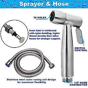 H.E Home Bidet Sprayer for Toilet a Perfect Cloth Diaper Sprayer Easy to Install and Leak Proof Hose with Complete Jet Spray Kit. High Pressure Toilet Sprayer