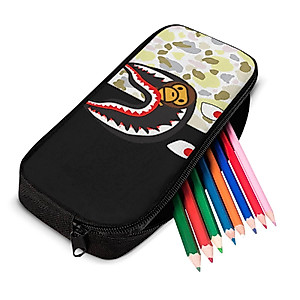 3 PCS Shark Adjustable Shoulder Straps Backpack Cartoon Lunch Bag Camo Large Capacity Stationery Bag Suitable for Climbing Travel