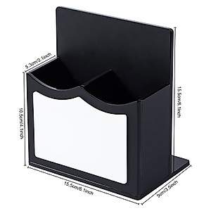 Yeeco Remote Control Holder Black Pencil Holder Pen Holder 2 Compartments Remote Controller holder Durable Collection Organizer for Home, School, Office, 5.9x3.5x6.3inches