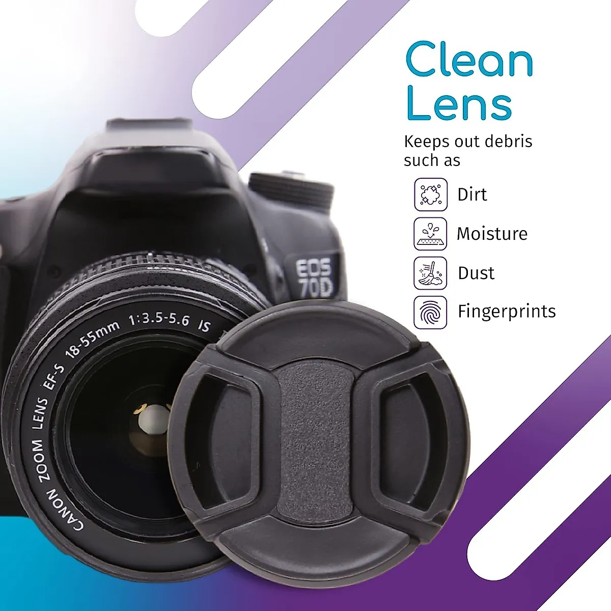 CamDesign 72MM Snap-On Front Lens Cap/Cover for Canon, Nikon, Sony, Pentax All DSLR Lenses