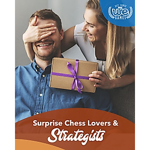 WE Games Mini Chess Set – 10 inch Foldable Pocket Chess Set, Flat Magnetic Chess Pieces, Portable and Travel Chess Set for Adults, White Logo