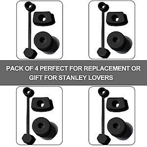 DUNLAGUE Silicone Spill Stopper Set for Stanley Cup 2.0 30oz & 40oz with Straw Cover (Set of 4, Black)