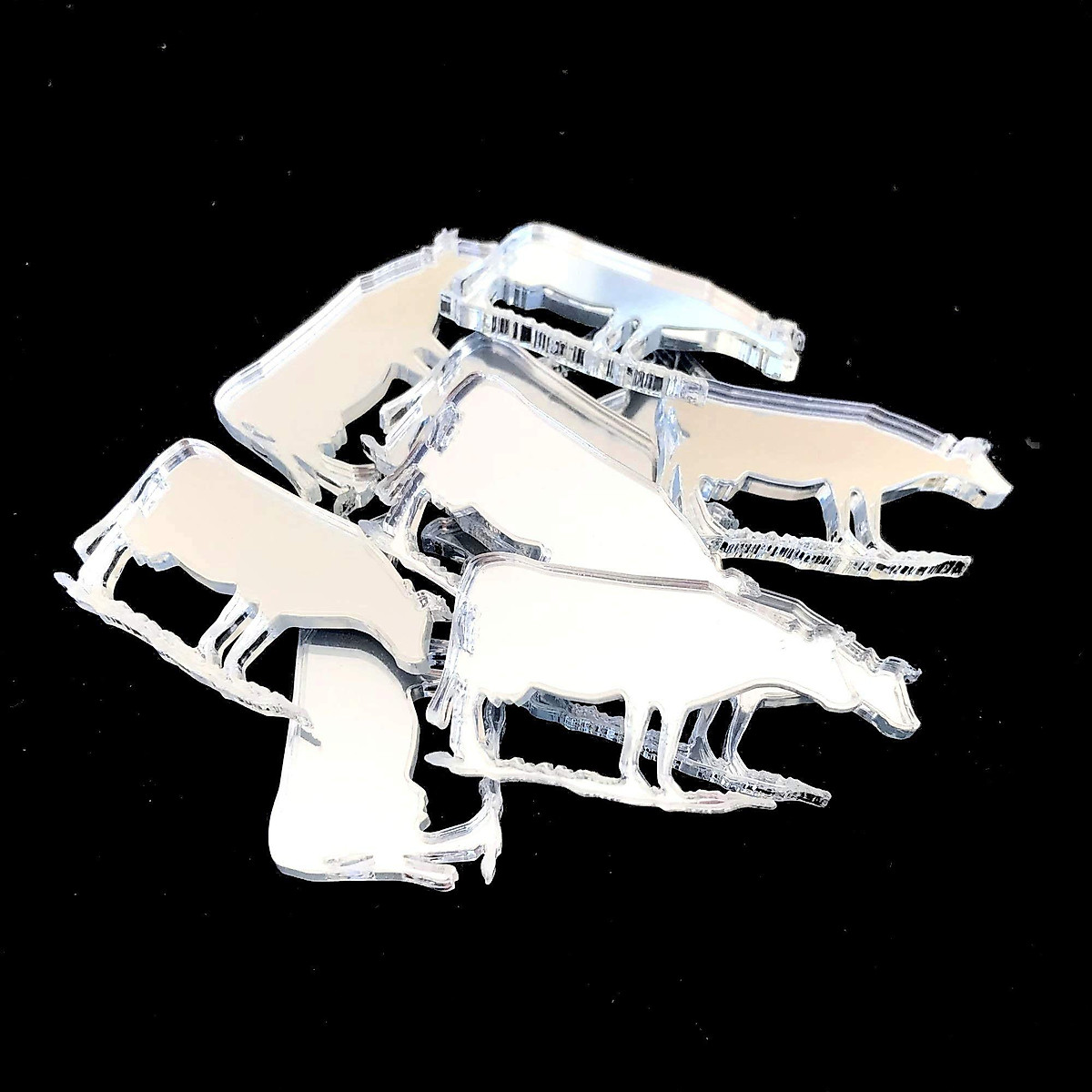 Super Cool Creations Cow Shaped Crafting Mirrors, Set of 10, Many Colours, Shatterproof Acrylic, Red Mirror, Pack of 10 x 9cm