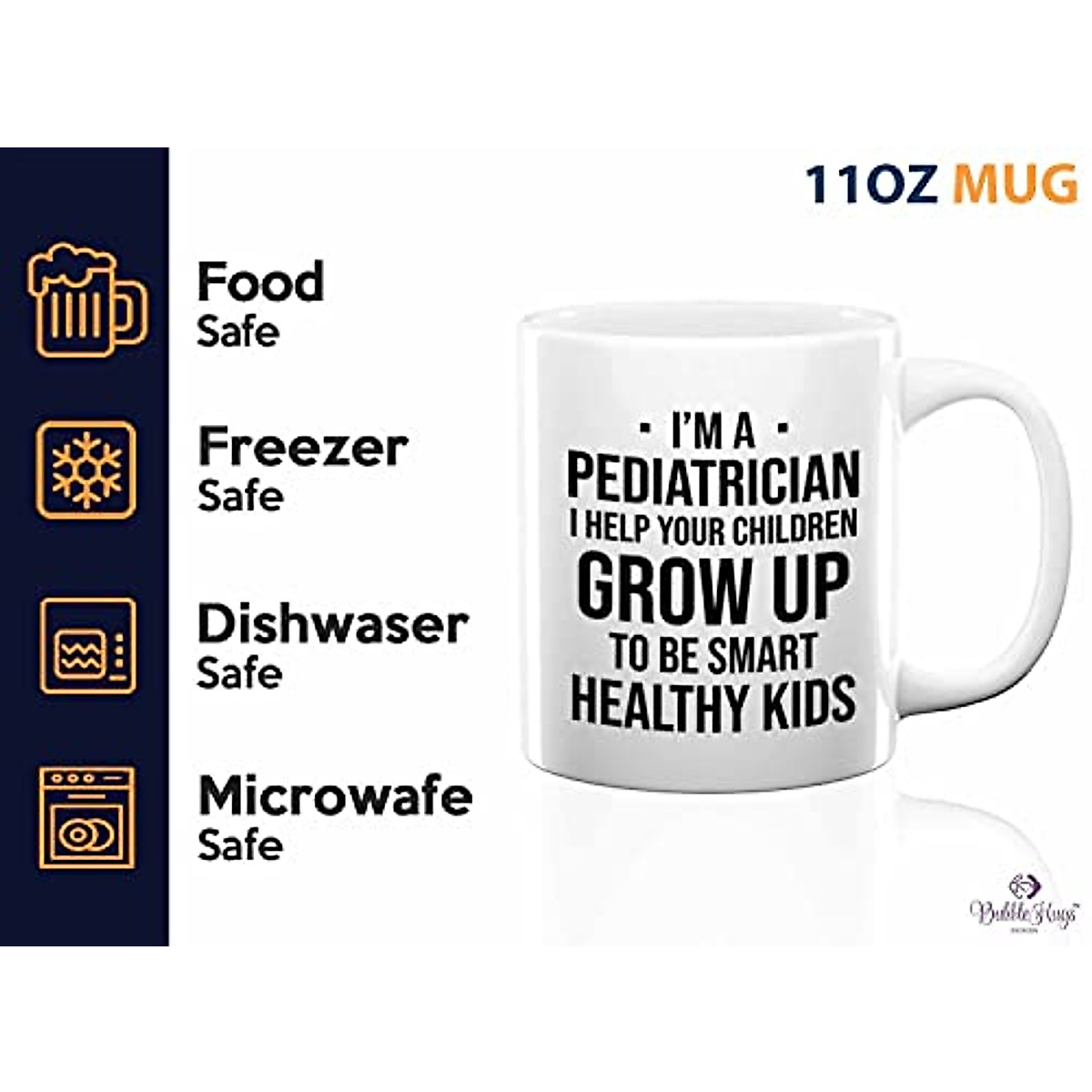 Flairy Land Pediatrician Coffee Mug 11oz White - Grow Up Smart - Physician Tiny Human Doctor Pediatric Nurse Funny Children Kids Pediatric Appreciation