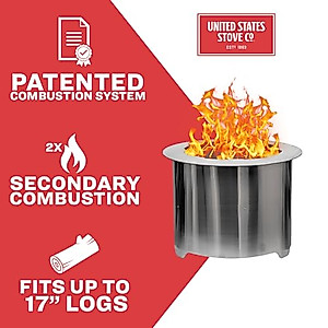 US Stove Company Smokeless 21 Inch Stainless Steel Wood Burning Portable Fire
