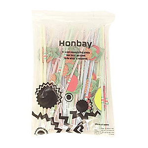 Honbay 50PCS Disposable Bendable Fruit Straws Tropical Drinking Straws for Summer Beach Pool, Luau Parties, Bars, Restaurants, Kitchen and more