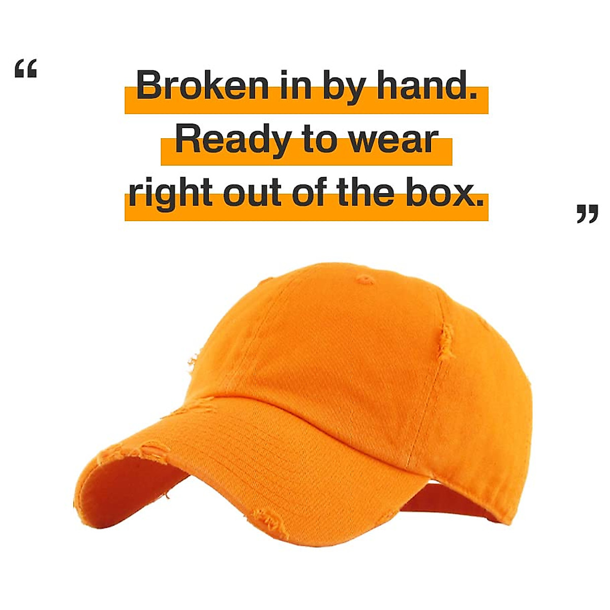 KBETHOS KBE-VINTAGE ORG Vintage Washed Cotton Baseball Cap, Orange