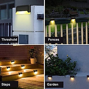 Solar Powered Outdoor Lights 16 Pack by Village Eight - Waterproof Solar Lights for Stairs Pathway Deck Patio Garden Lights - Weatherproof Automatic On (Warm White)