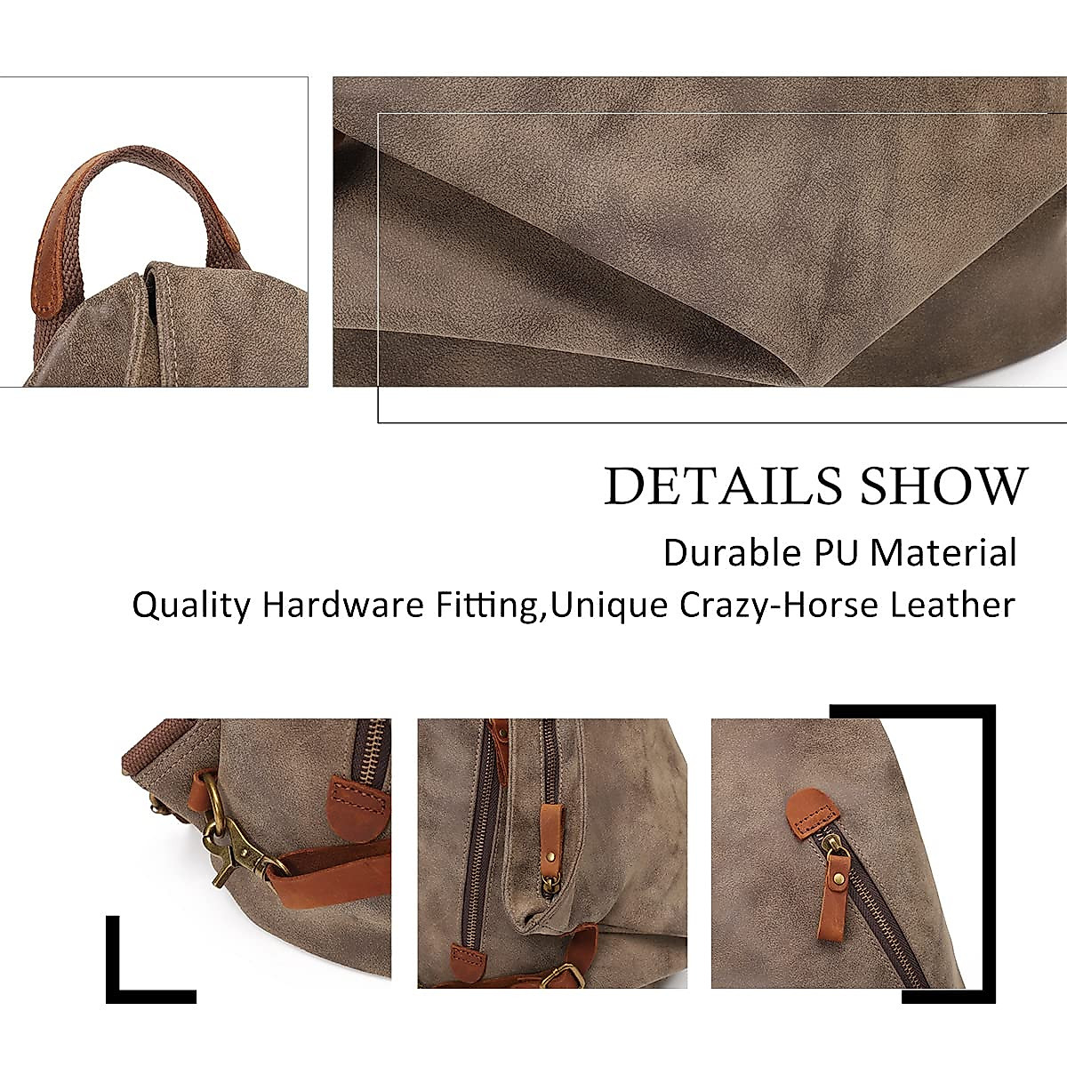 KL928 PU Leather Vintage Backpack – Large Casual Daypack Outdoor Travel Rucksack Hiking Backpacks for Men Women