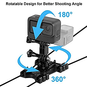 Fence Mount for GoPro Hero Action Camera Chain Link Backstop Fence Mount for Mevo Start, iPhone, Smart Phones for Recording Baseball Softball Tennis Football Games (with Backup Rope)