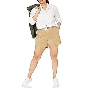 Amazon Essentials Women's 5 Inch Inseam Chino Short (Available in Plus Size), Khaki Brown, 24