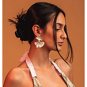 LOKLIFFAI Ginkgo Leaf Flower Earrings, Gold Geometric Statement Earring, Fashion Design Big Irregular Shape Boho Bohemian Drop Dangle Earrings