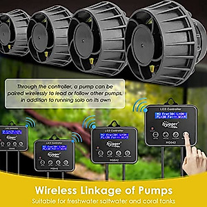 hygger 3400 GPH Aquarium Inverter Wavemaker Pump with LED Controller, DC 24V 18W Ultra-quiet Submersible Power Head with Magnetic Base, Circulation Pump for 75-200 Gal Freshwater Saltwater Tank