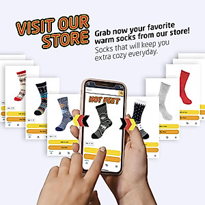 HOT FEET Thermal Socks For Women - Warm & Thick Insulated Crew Socks for Cold Winter Weather, Cute Colorful Womens Warm Socks. Black/Gray Heather