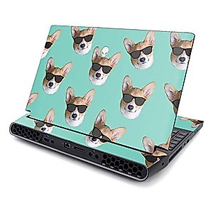 MightySkins Skin Compatible with Alienware Area-51M 17" (2019) - Cool Corgi | Protective, Durable, and Unique Vinyl Decal wrap Cover | Easy to Apply, Remove, and Change Styles | Made in The USA