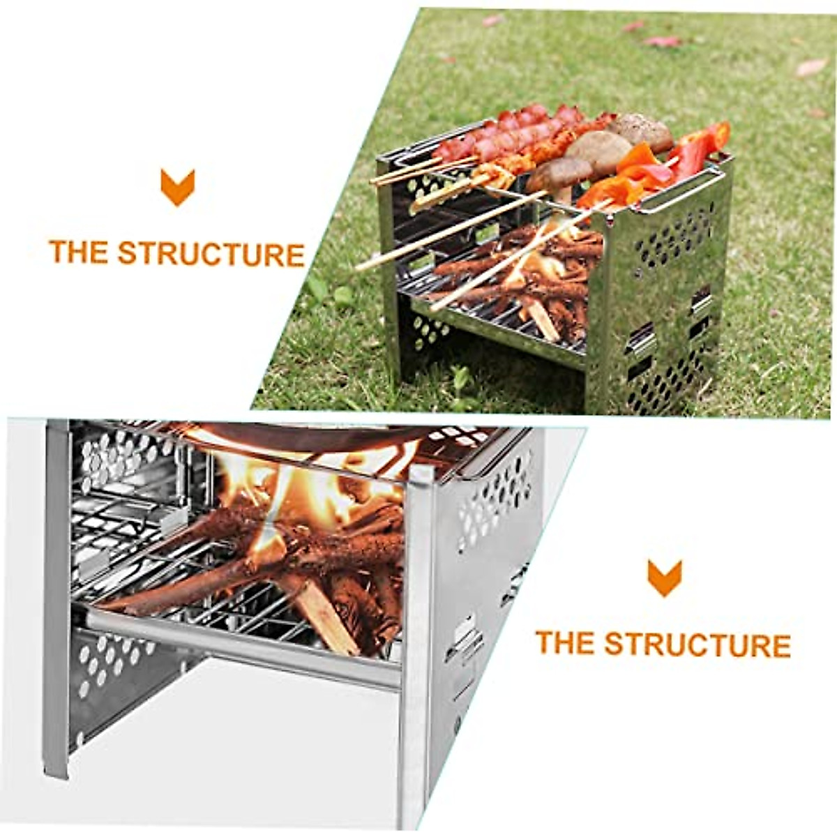 Toddmomy Folding Wood Stove Backpack Accessories Backpacking Stove Portable Burner Portable Smoker Grill Portable Charcoal Grill Charcoal Barbecue Grill Bbq Tool Stainless Steel Silver Mini