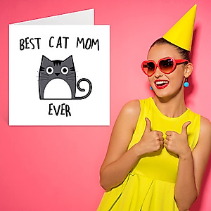 Stuff4 Birthday Cards for Mom from the Cat - Best Cat Mom Ever - Cat Birthday Card from Cat for Mom, Funny Cat Mom Gifts, 5.7 x 5.7 Inch Joke Happy Mother's Day Greeting Cards Gift for Mommy Mum Mama