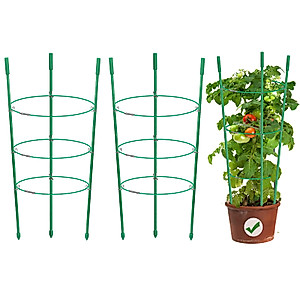 Plant Support Cages, Plant Support Stake, Metal Ring Garden Plant Stake, Gardening Plant Trellie, Green Plant Support Ring, Plant Cage, Plant Support for Tomato, Rose, Vine