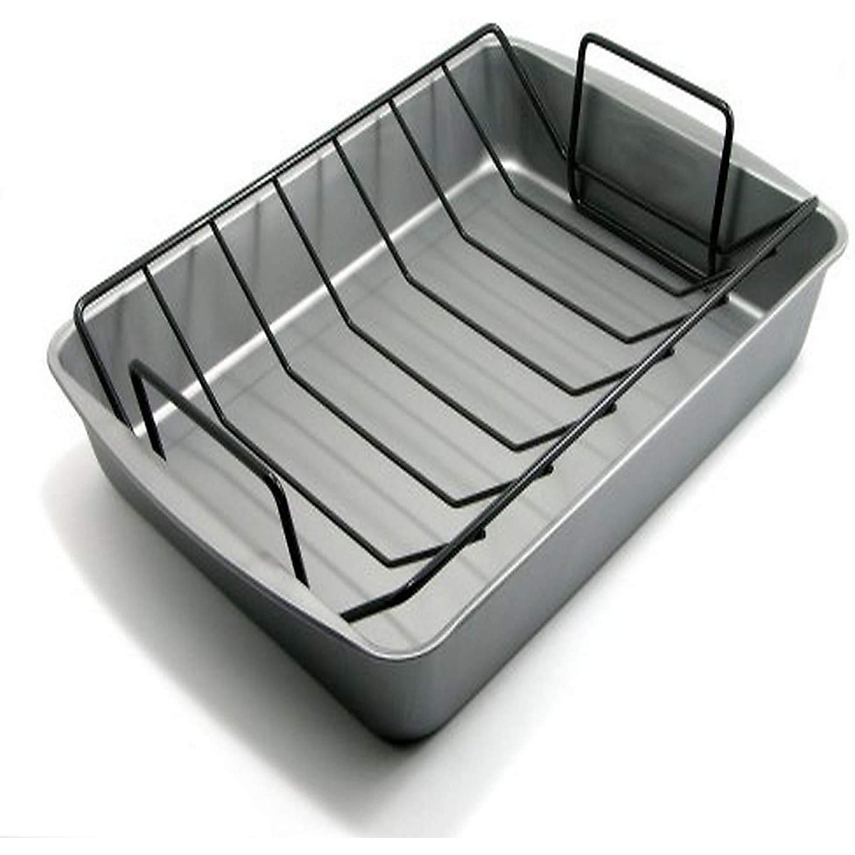 G & S Metal Products Company OvenStuff Nonstick Roasting Pan with Rack, Large, Gray