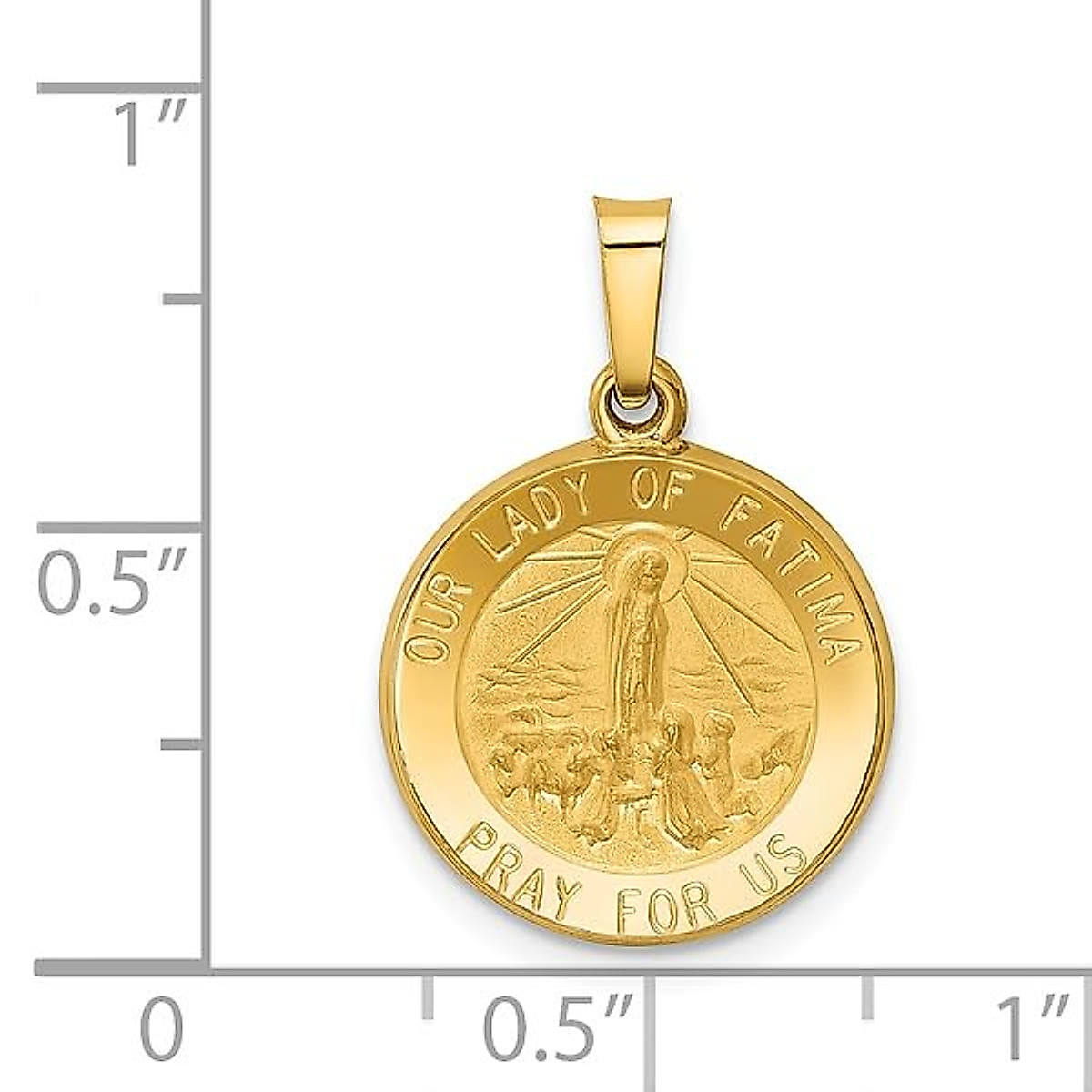 IceCarats 14K Yellow Gold Our Lady Fatima Medal Necklace Charm Pendant Only