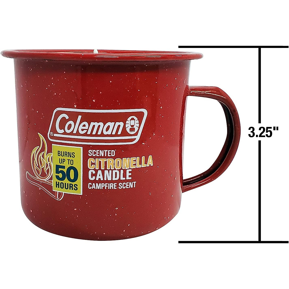 Coleman Scented Outdoor Citronella Candle in Tin Mug, Campfire Scented Rustic Outdoor Camping Candle, Up to 50h Burn Time