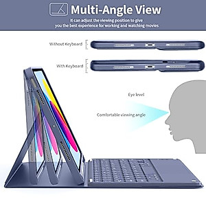 KENKE Keyboard Case for New iPad Air 11 Inch 2024 (M2) / iPad Air 5th Gen 2022 / Air 4th Gen 2020 10.9 Inch with Pencil Holder, Smart Magnetically Detachable Bluetooth Touchpad Keyboard, Purple