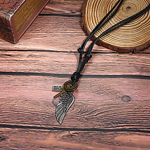 FASACCO 8 Pcs Black Leather Necklace for Men Women Brown Black Leather Cord Necklace Tribal Arrow Wolf Tooth Feather Pendant Statement Necklace for Men Women