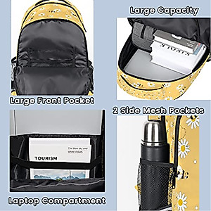 UOYO Bee Backpack for Toddler Girls, Honeybee Daisy School Book Bag with Chest Strap and Reflective Strip Travel Laptop Casual Shoulder Bags Outdoor Hiking Daypack