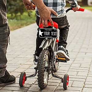 InkMyPlate Personalized Texas Black Mini License Plate | Choose from 50 States | Bike 6x3 inch | Custom License Plate for Kids Pow 6inchX3inch