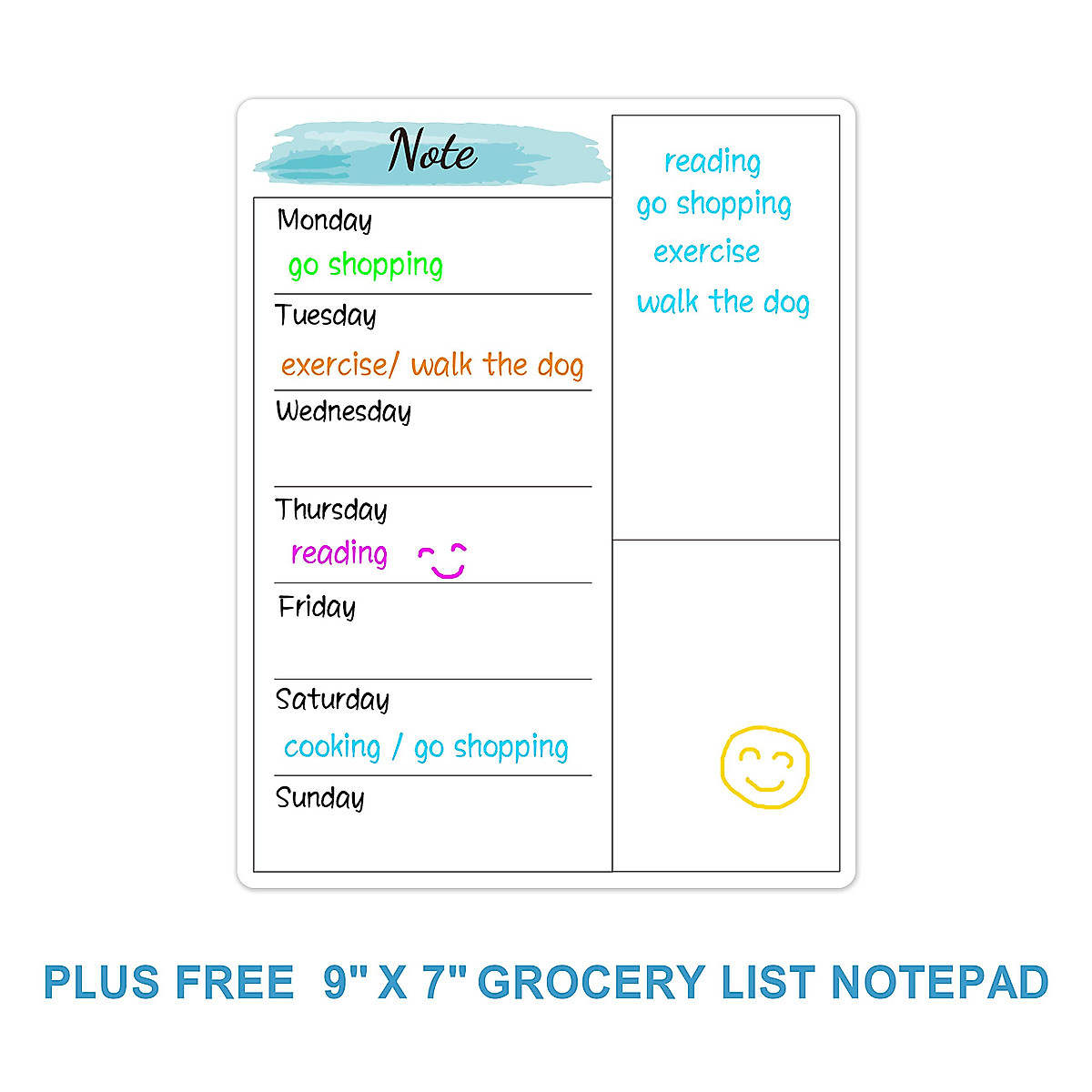 Dry Erase Fridge Magnetic Calendar - White Board Magnetic Calendar for Refrigerator Magnetic Calendar Kitchen Decor, 15"x 11.5", Calendar with Thin Protective Film and Grocery List Magnet Pad