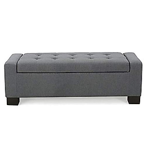 Christopher Knight Home Guernsey Fabric Storage Ottoman, Charcoal