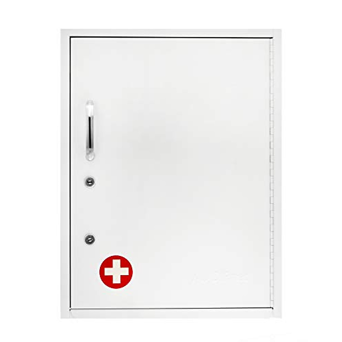 AdirMed Medicine Cabinet with Pull-Out Shelf & Document Pocket - Large Dual Lock Wall Mounted Steel Medical Organizer - Safe and Secure Storage for Medicine First Aid and Emergency Kit (White)