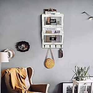 Mail Holder for Wall with Key Hook, Mail Organizer Wall Mount with Key Holder, Hanging Mail Organizer Wall, Key and Mail Holder for Wall Organizers and Storage