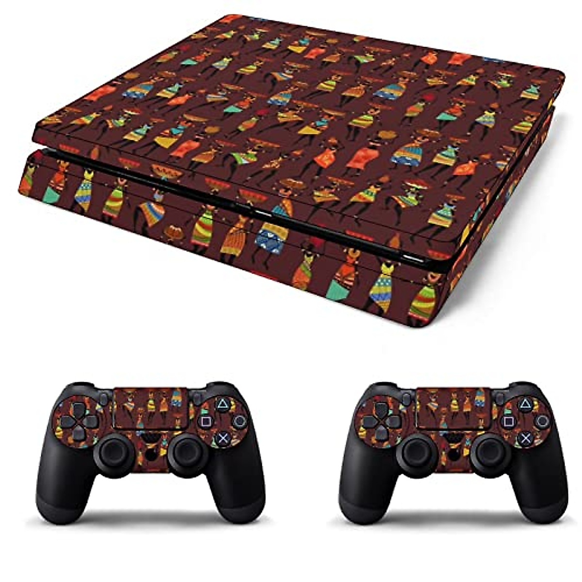 African Women Funny Sticker Skin Protector Full Print Slim Decal Covers for PS-4 Slim/PS-4 Pro Console & 2 Controller