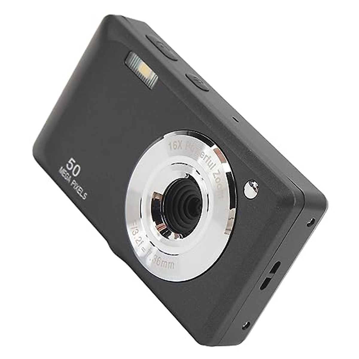 4K Digital Camera, Teens Small Camera Timer Shooting Autofocus Face Recognition 2.7 Inch TFT Screen with Lanyard for Vlogging (Black)