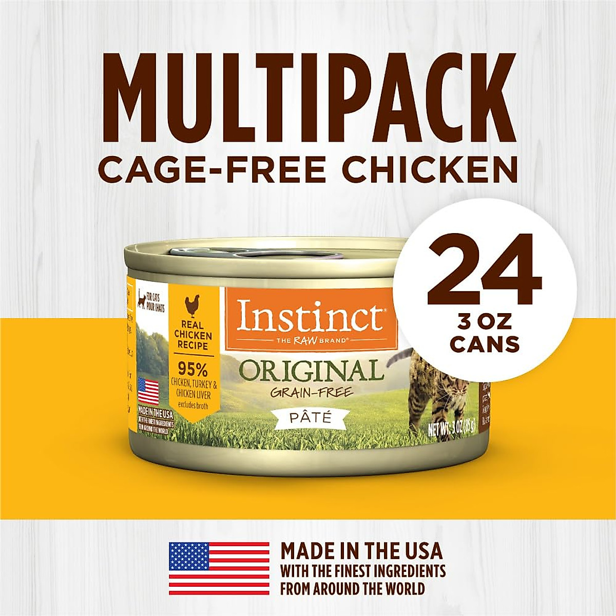 Instinct Original Grain Free Real Chicken Recipe Natural Wet Canned Cat Food, 3 oz. Cans (Case of 24)