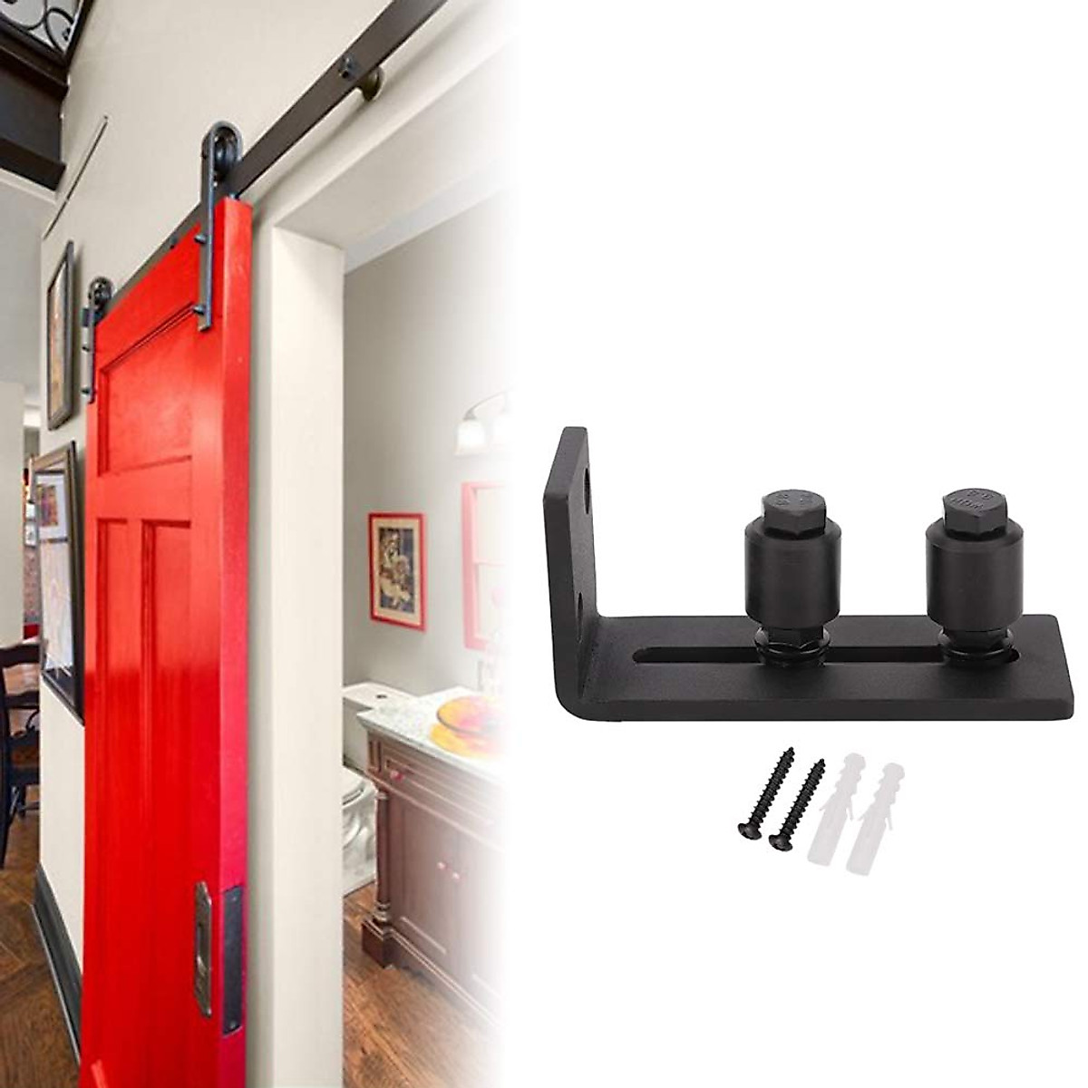 Sliding Barn Door Floor Guides, Barn Door Guide for Bottom Adjustable Roller and Wall Mount System,Barn Door Hardware Accessory,Smoothly and Quietly (A)