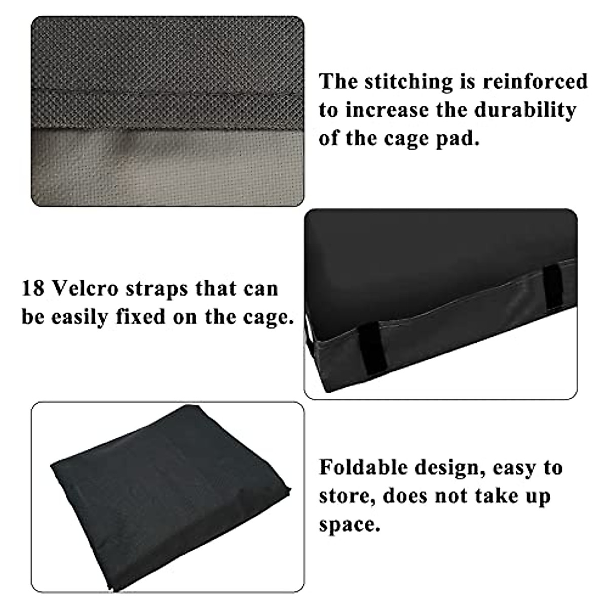 BNOSDM Guinea Pig Cage Liner, Small Animals Washable Bedding 47"x 24" Canvas Bottom Pet Cage Accessories for Hamsters Rabbits Hedgehogs Ferrets (Black)