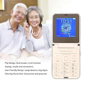 Senior Cellphone 2.6in Big Button Flip Phone 4 SIM Cards Standby for Elderly (Gold)