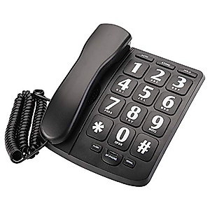 Suwimut Big Button Phone for Senior, Amplified Large Button Corded Phone for Senior, Landline Phone for Home Wall or Desk with Speaker and Memory, Wall Mountable, Black