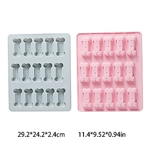 1 Pcs Dog Birthday Silicone Bone Shape Molds, 15-Cavity, Reusable Ice Candy Fudge Jelly Chocolate Cookies Trays DIY Baking Tools, Safe for Home Kitchen Party Supplies - Pink