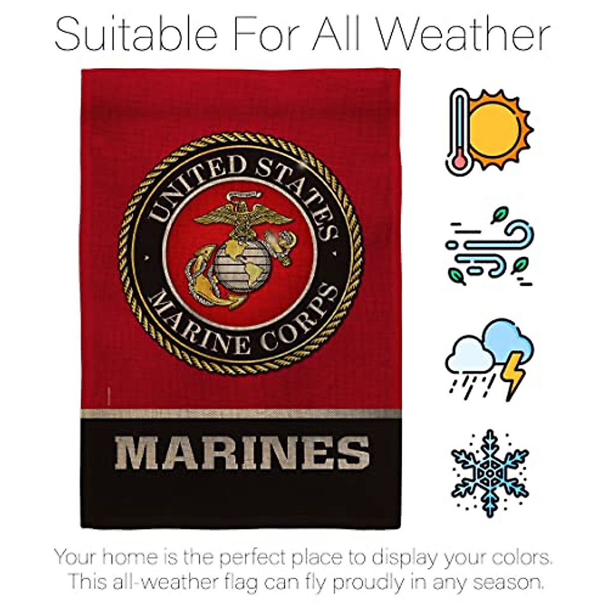 US MILITARY United State Burlap Garden House Flag-Kit Armed Forces Marine Corps USMC Semper Fi American Military Veteran Retire Official Banner Small Yard Gift Double-Sided, Made in USA