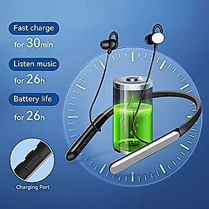 ANMISON Neckband Bluetooth Headphone,Wireless Earbuds Neckband with ENC Noise Cancelling, HiFi Stereo Clear headsets, 24H Playtime,USB-C Fast Charging,IPX7 Waterproof, Built-in Microphone (Grey)