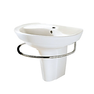 American Standard 0268.144.020 Ravenna Wall-Mount Pedestal Sink with Center Hole, White