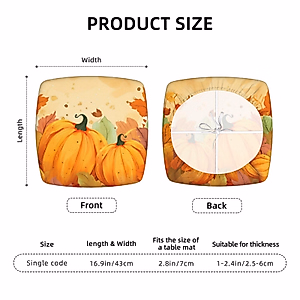 SHIRMDIY Set of 4 Removable Chair Seat Covers for Dining Room, Fall Pumpkins Stretchable Wedding Party Chair Slipcovers Cushion Protector Thanksgiving Leaf Furniture Decor, 16.9x16.9 Inches
