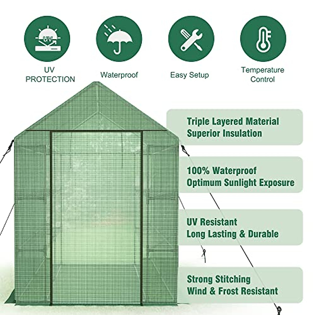 Sundale Outdoor Green House Kits to Build for Outside Winter,97 x 56 x 77 Inch Walk in Pop Up Greenhouses with Shelves,Indoor Outdoor Portable Zipper Greenhouse Tall with Roll Up Doors & Cover