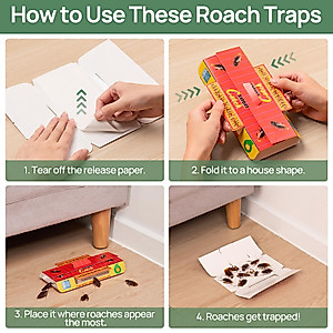 16 Pack Roach Killer Indoor Infestation, Roach Traps Indoor Conveniently, Sticky Roach Motel - Child & Pet Friendly, Cockroach Killer Indoor Home Also Anti Bug etc