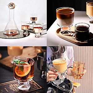 Martini Glasses 8 OZ (Set of 6) With Stylish Colorful Bases | Elegant Stemless Bar Glasses | reat for Martini, Cocktail, Whiskey, Margarita, & More | Cocktail Glasses (transparent)