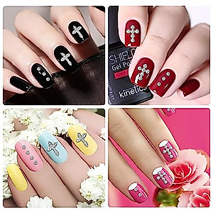 30Pcs Cross Nail Charm, Nail Rhinestones for Acrylic Nails, 3D Silver Gold Metal Alloy Crystals Cross Charms, Flatback Nail Diamonds, Nail Gems for Women Girls DIY Nail Art Nail Designs (Cross)